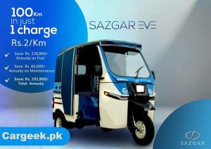 SAZGAR eVe Electric Rickshaw Price & Booking in Pakistan 2023